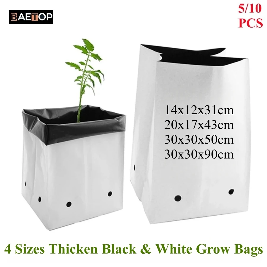 Thick-PE-Grow-Bags-for-Plants-Seedling-Nursery-White-and-Black-Film ...