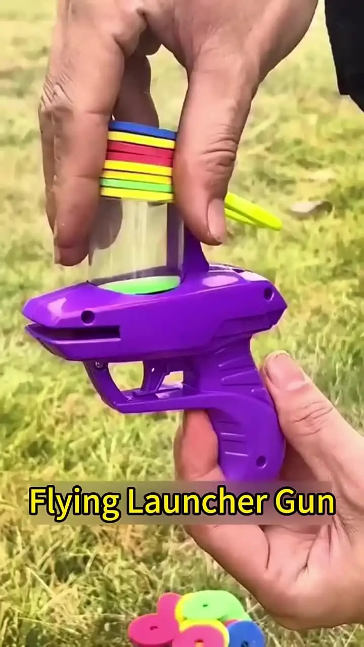Kids Outdoor Game Foam Disc Gun Toy Flying Disc Shooting Launcher Gun ...