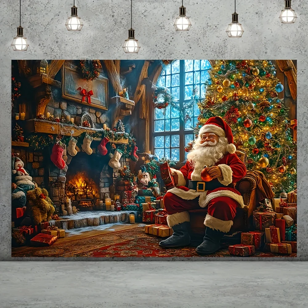 Santa Claus and Christmas tree photo background wall decoration ...