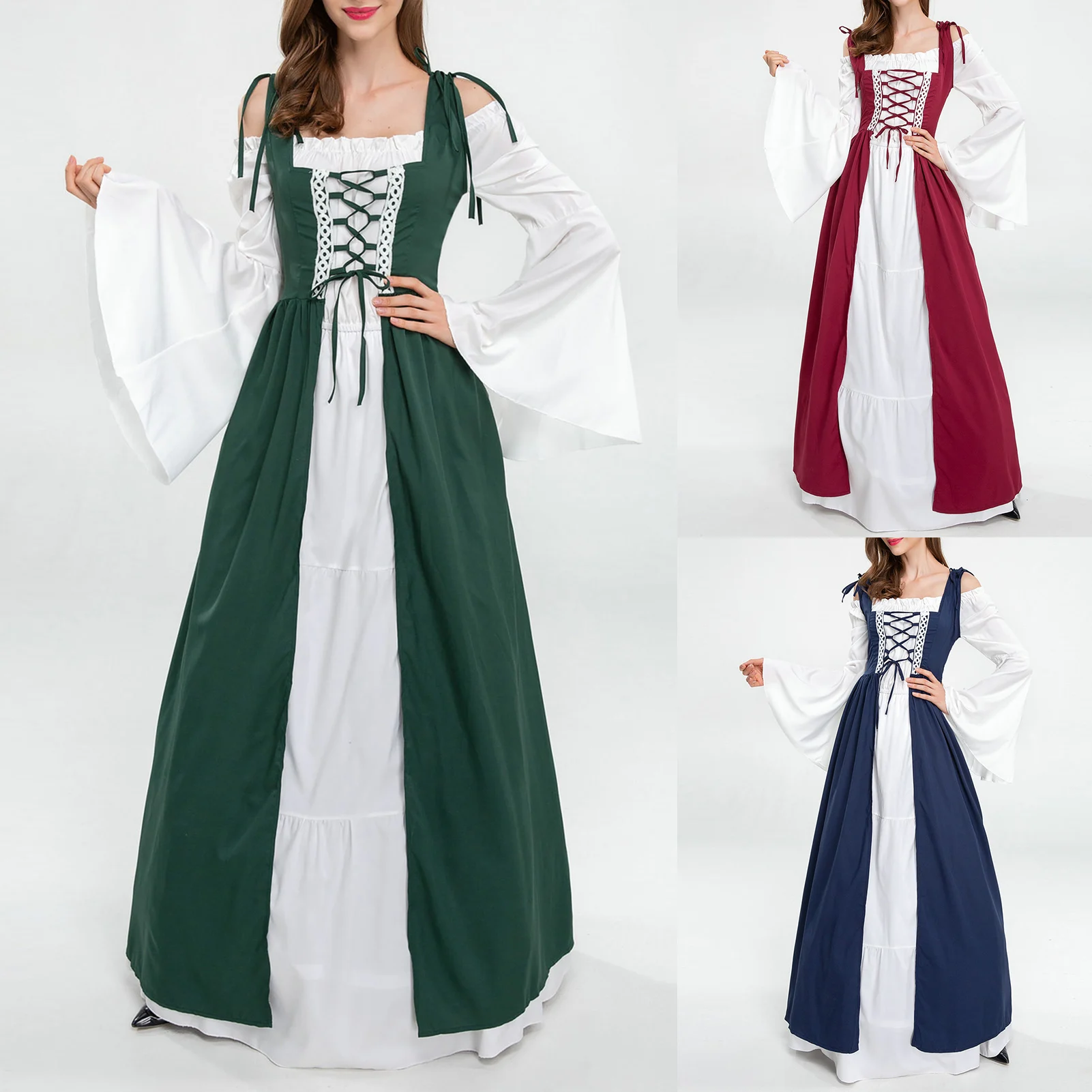 Medieval-Renaissance-Style-Role-Playing-Dress-Slash-Neck-Women-Corset ...