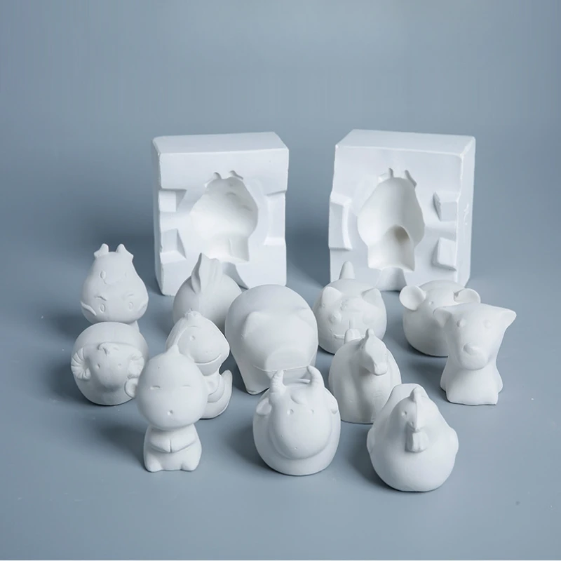 Ceramic-Plaster-Mold-Cartoon-Cute-12-Zodiac-Animals-Molding-Grouting ...