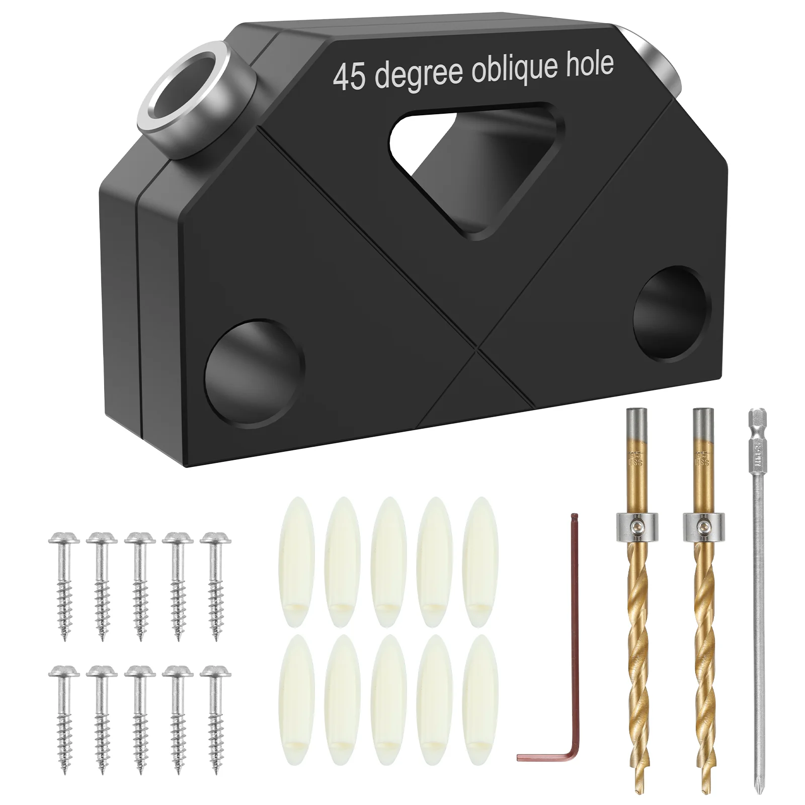 45-Angle-Drill-Guide-Jig-Aluminum-Alloy-Dowel-Jig-Kit-45-Oblique-Hole ...