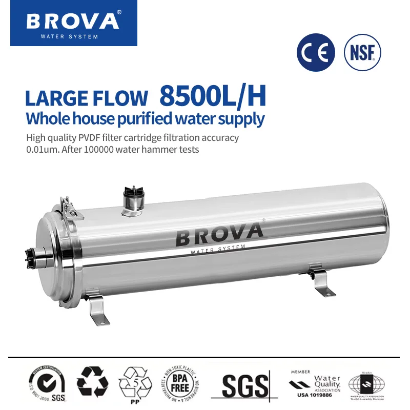 BROVA 高流量家全体水 UF 浄化システム 8500L/H ステンレス鋼ミネラルフィルター再利用可能な PVDF は 5 年以上持続します ...