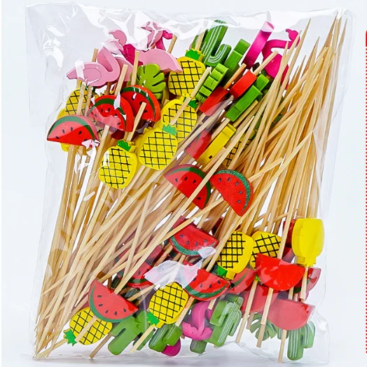 50pcs Hawaii Party Decor Disposable Fruit Stick Flower Cocktail Stick ...