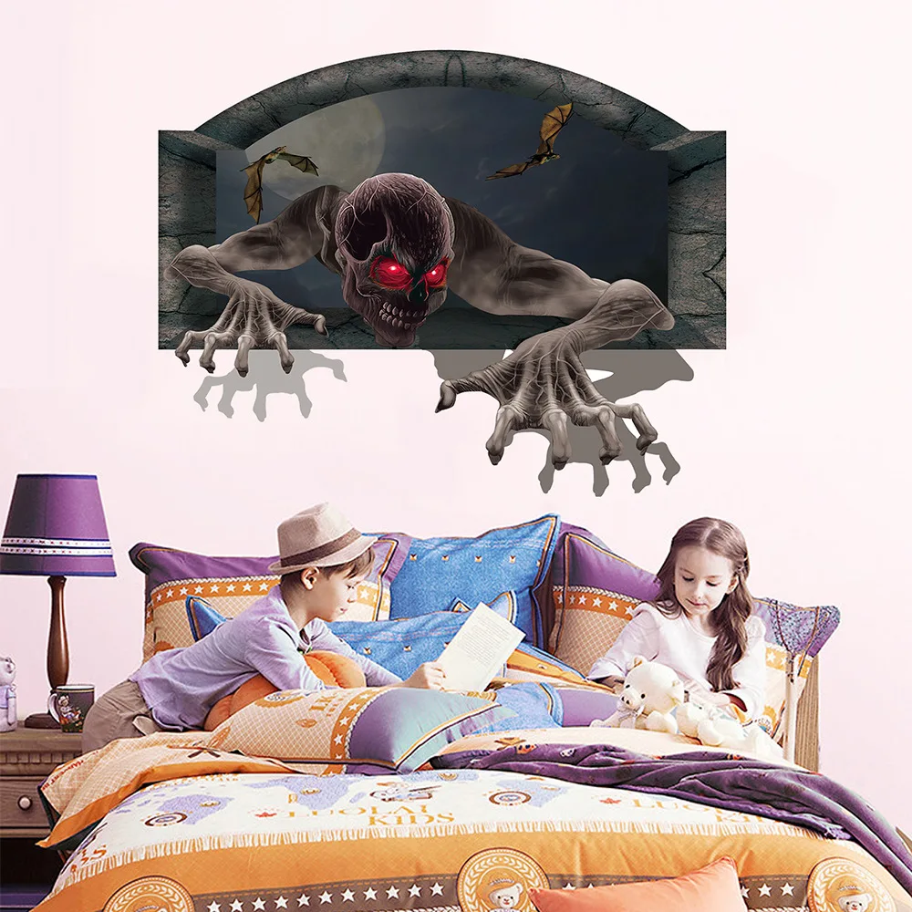 3D-Halloween-Wall-Floor-Sticker-Horror-Ghost-Broken-Wall-Stickers-Skull ...