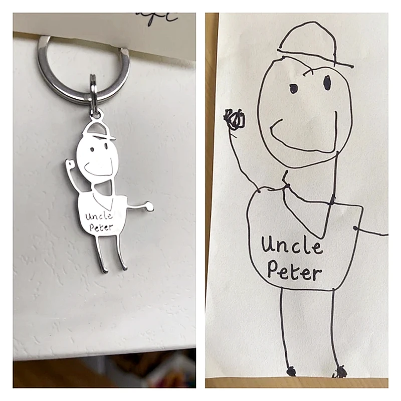 Customized-Children-Drawing-Keychain-Kids-Artwork-Personalized-Custom ...
