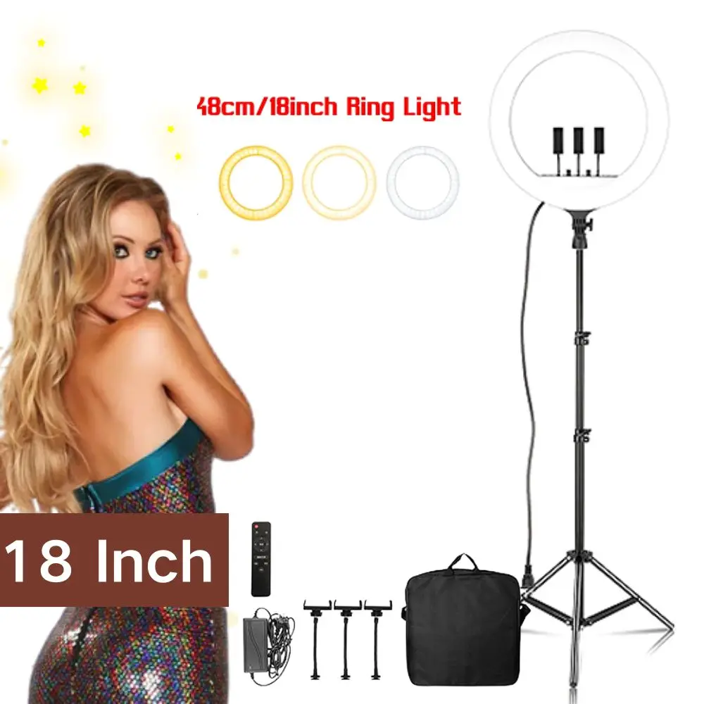 18-inch-Ring-Light-LED-Large-Selfie-Video-Remote-Control-Tripod-Stand ...