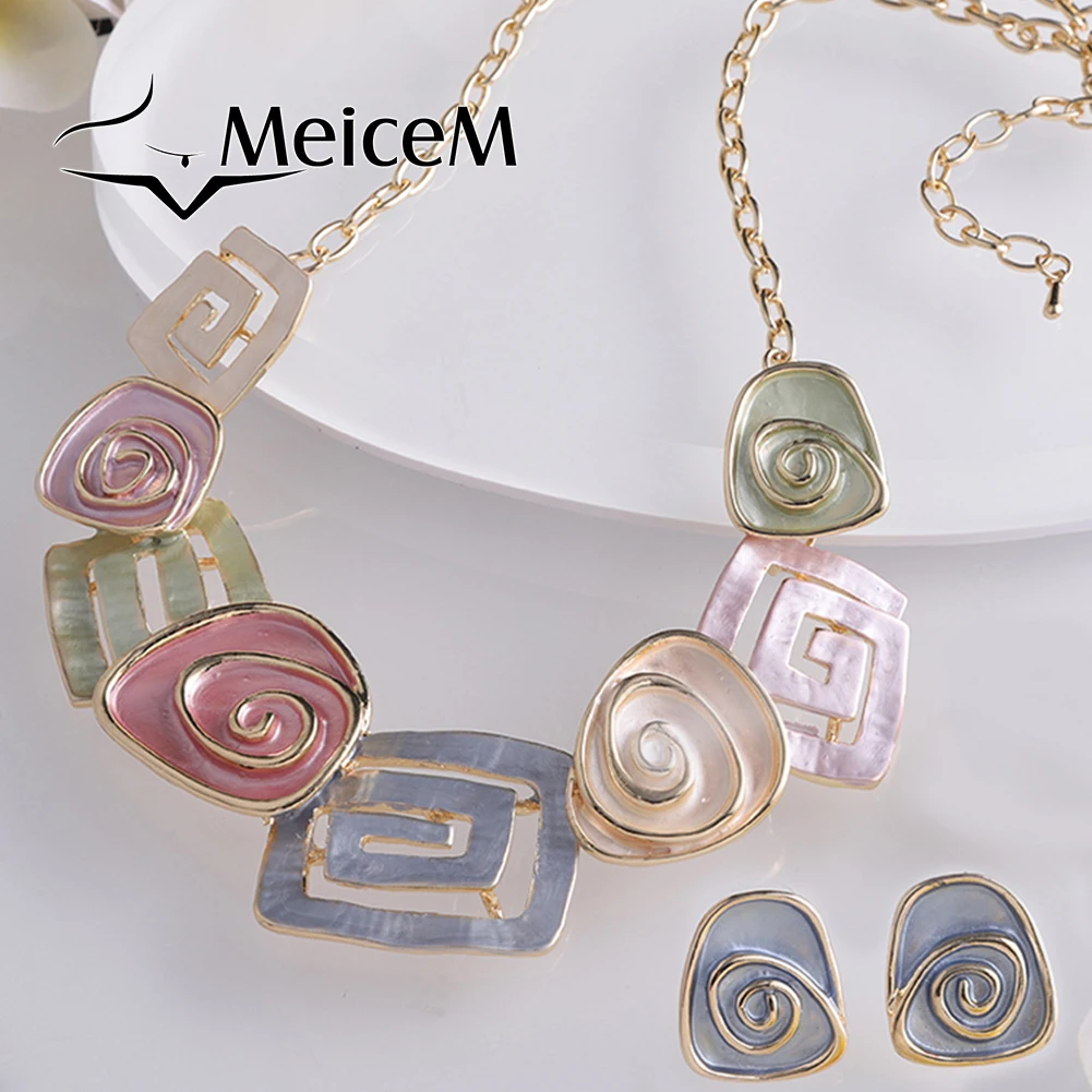 MeiceM catene geometriche colorate smaltate gioielli di moda alla moda ...