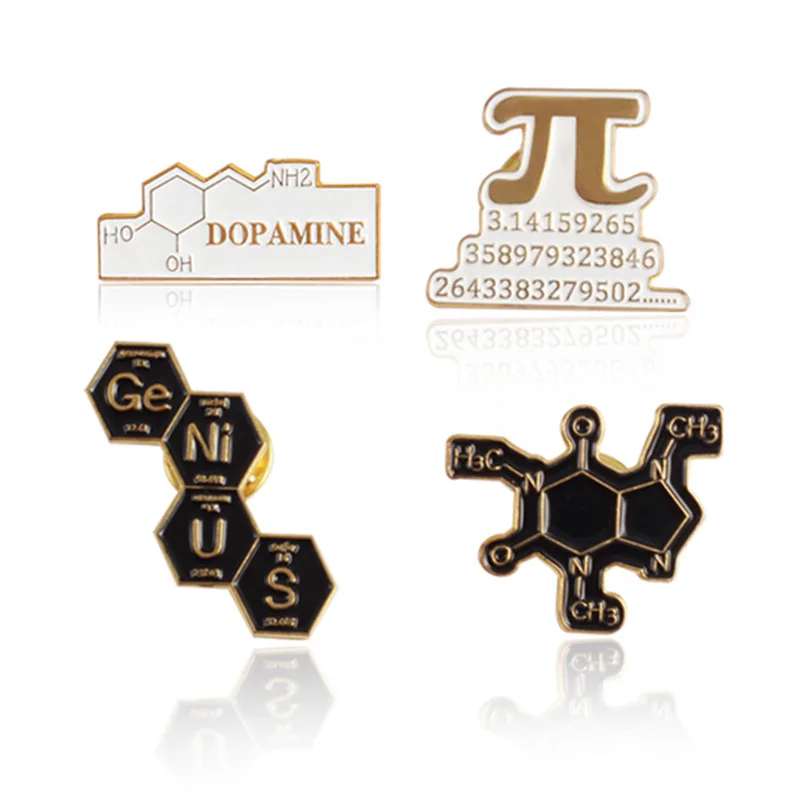 Molecule Lapel Pins Math Chemistry PI Metal Brooch Pins DOPAMINE Badge ...