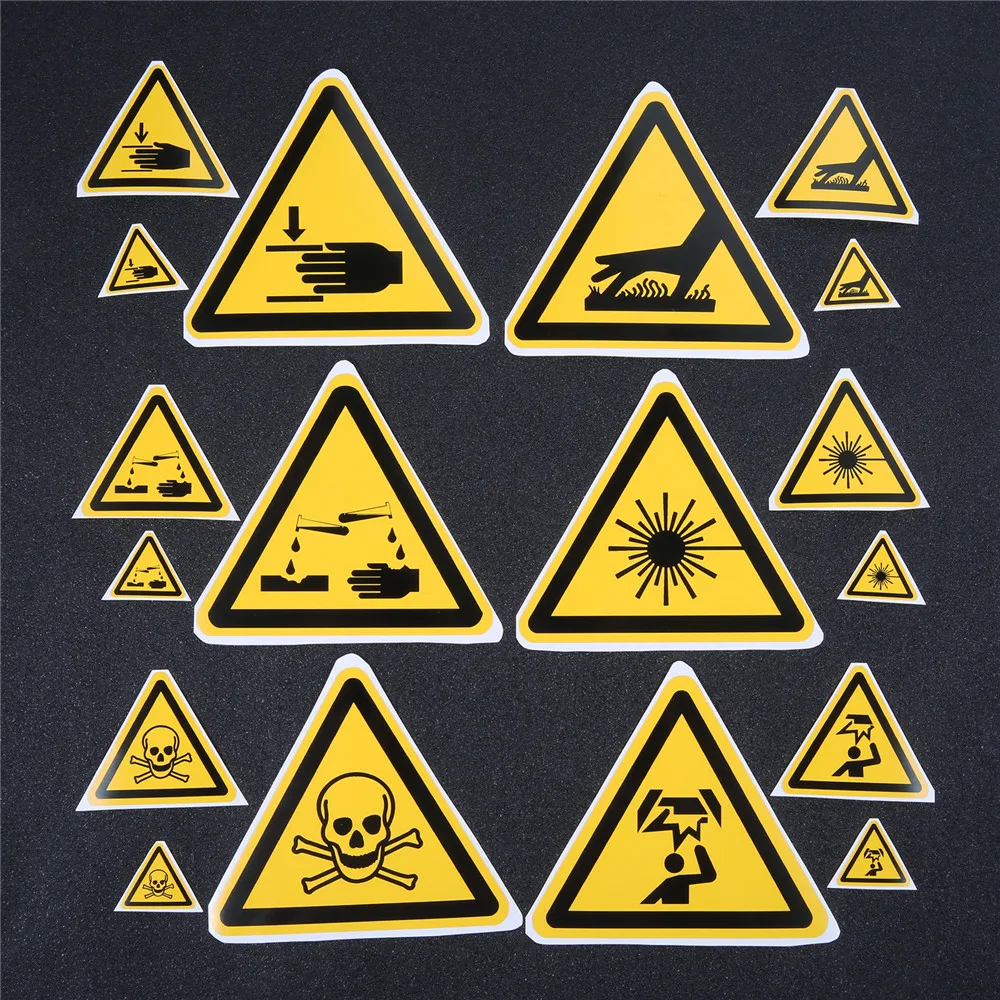 5-or-10pcs-Triangle-Warning-Sign-Sticker-Alarm-Label-Beware-Hurting ...