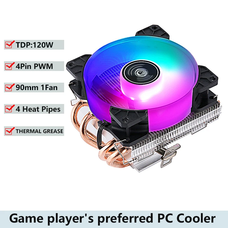 2-4-Heat-Pipe-Cooling-90mm-Fan-CPU-Air-cooled-Radiator-PC-Cooler-For ...