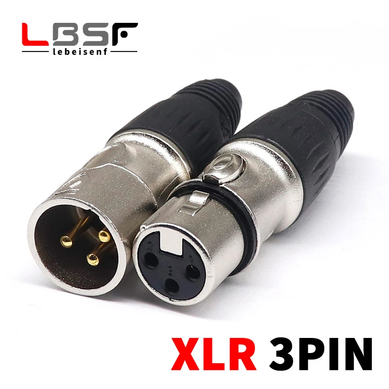 XLR 3Pin Male/Female Microphone Audio Cable Plug Connector Cannon MIC ...