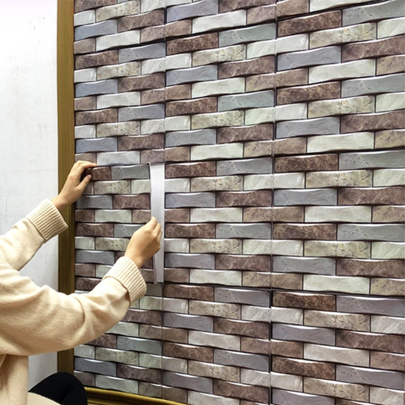 3D Brick Pattern Wall Stickers PVC pegatinas de pared Self-adhesive ...