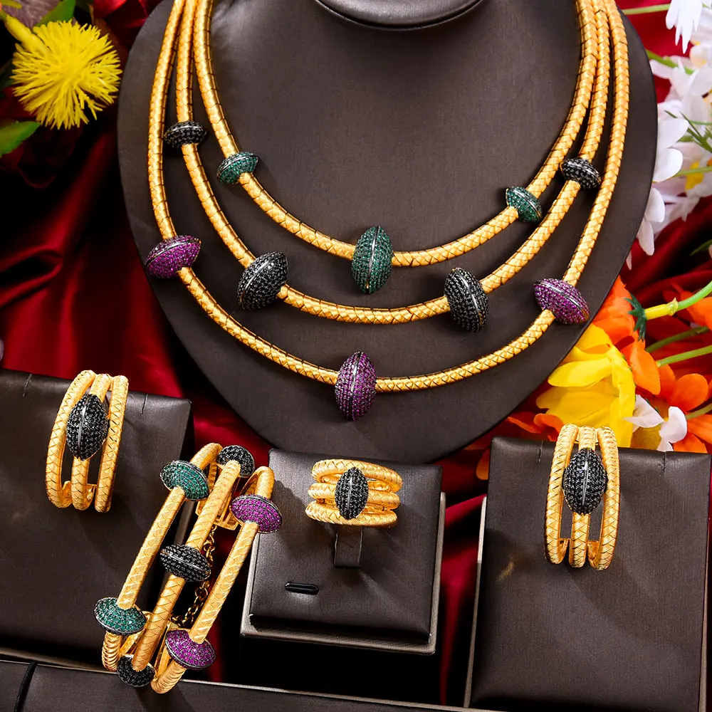 GODKI-Trendy-4PCS-Multicolor-OVAL-BALL-Statement-Jewelry-Set-For-Women ...