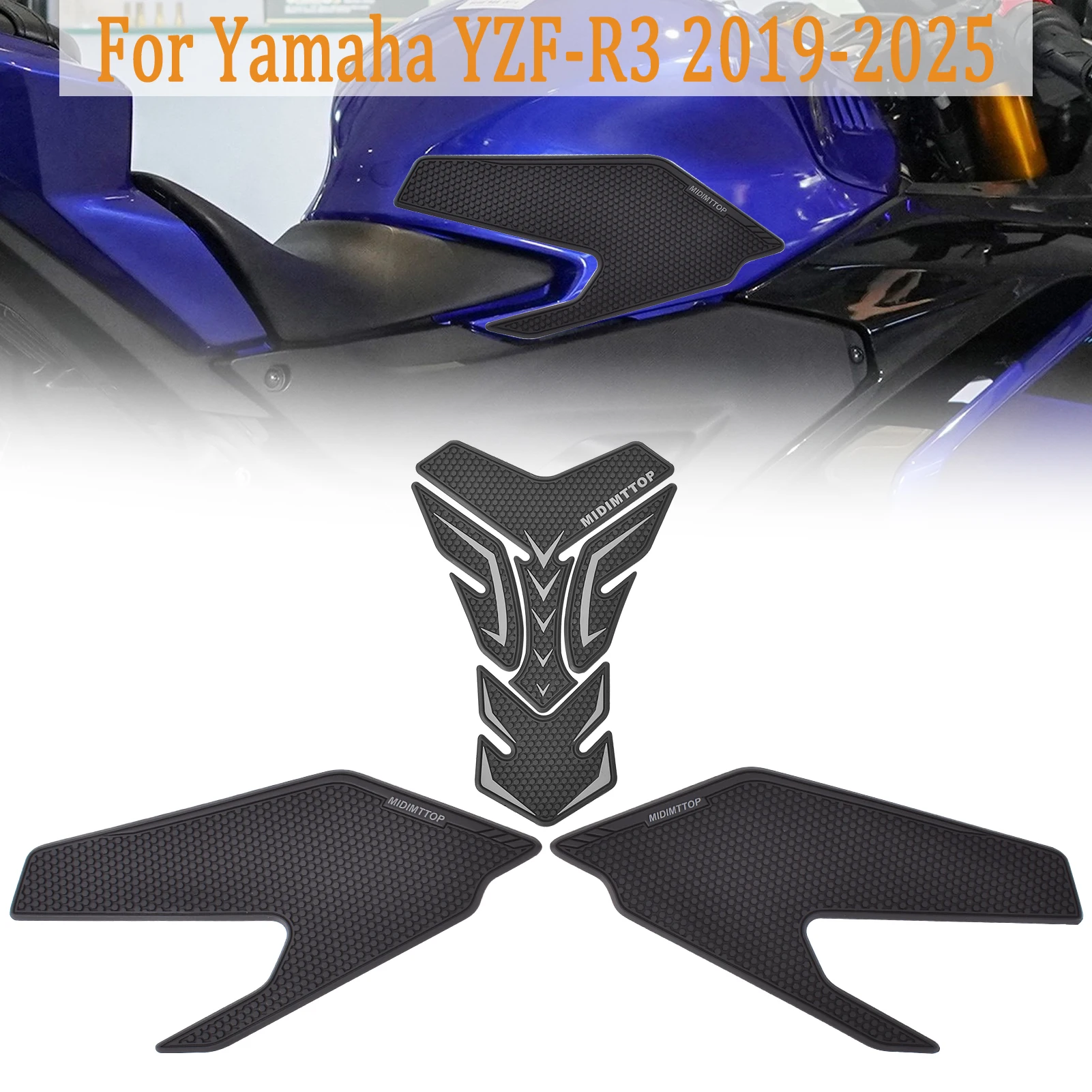 For Yamaha YZF-R3 YZF R3 2019-2025 YZFR3 Motorcycle Tank Traction Side ...