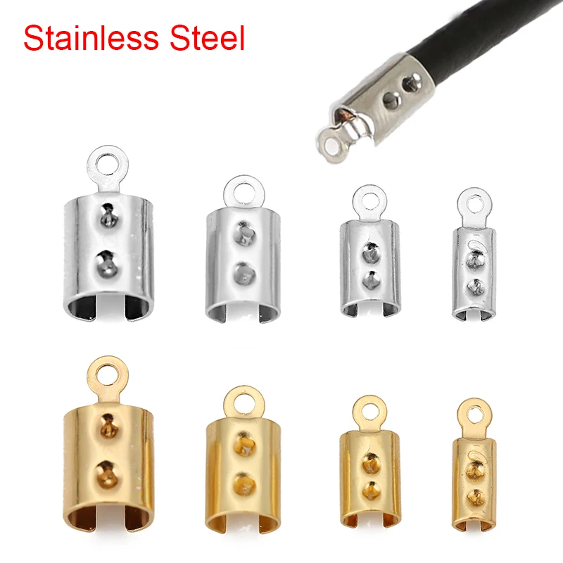 20pcs 2 3.5 4.5 6 mm Stainless Steel Clasps Fit Leather Cord Thread ...