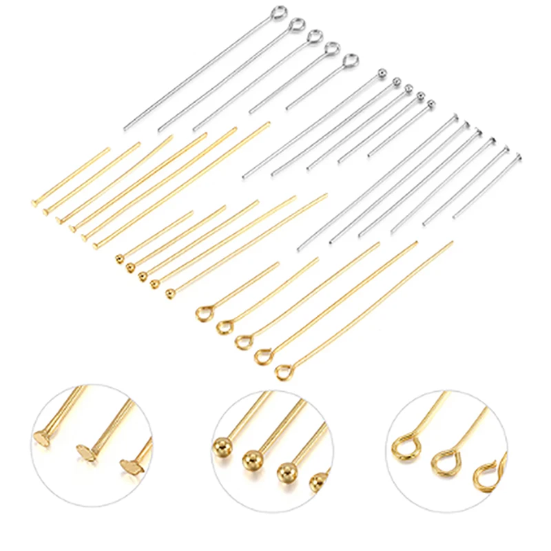 50-100pcs-lot-Stainless-Steel-Head-Pins-Water-Gold-Plated-Eye-Flat-Head ...