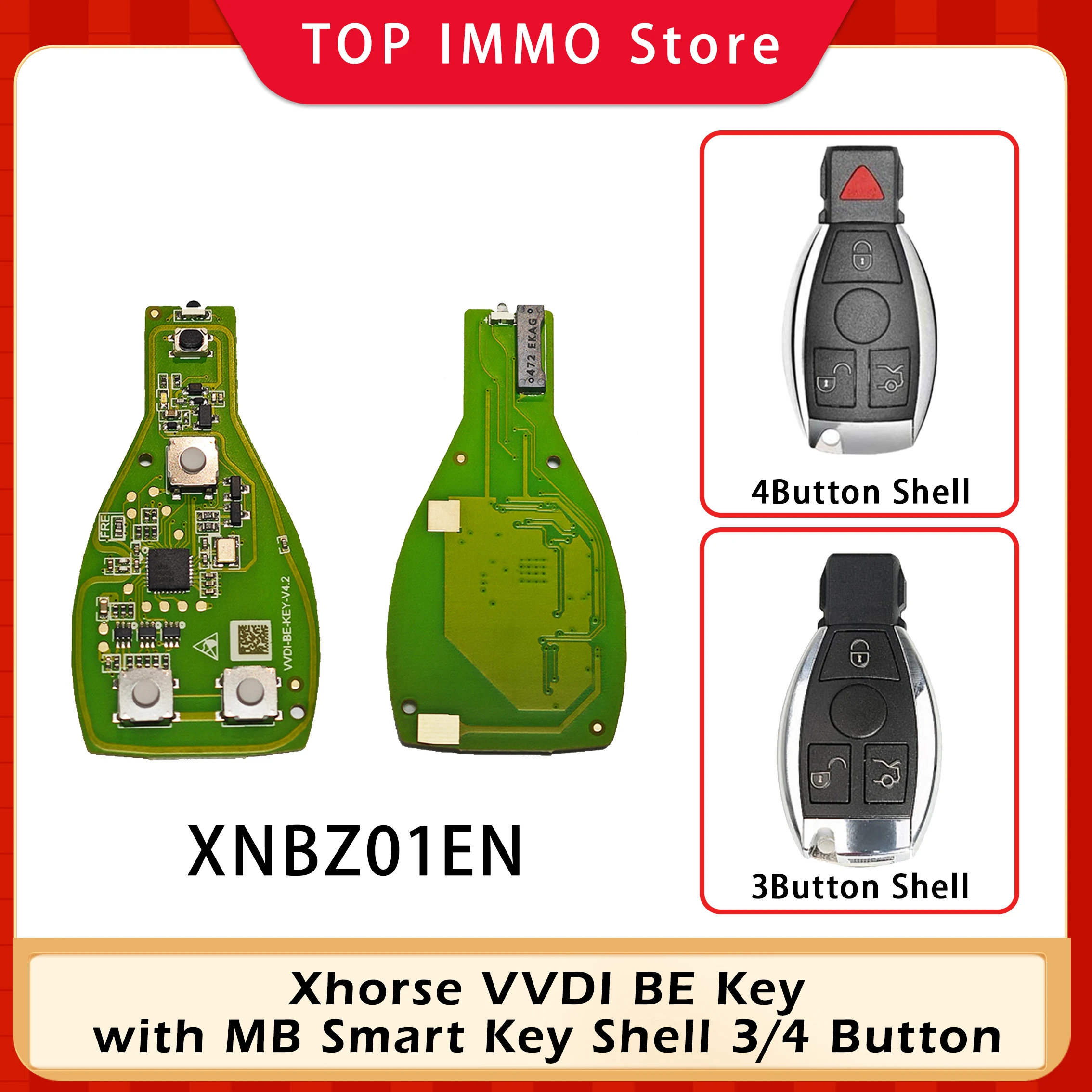 1/5/10PCS Xhorse VVDI XNBZ01EN Remote Key PCB With 3/4 Button Shell ...