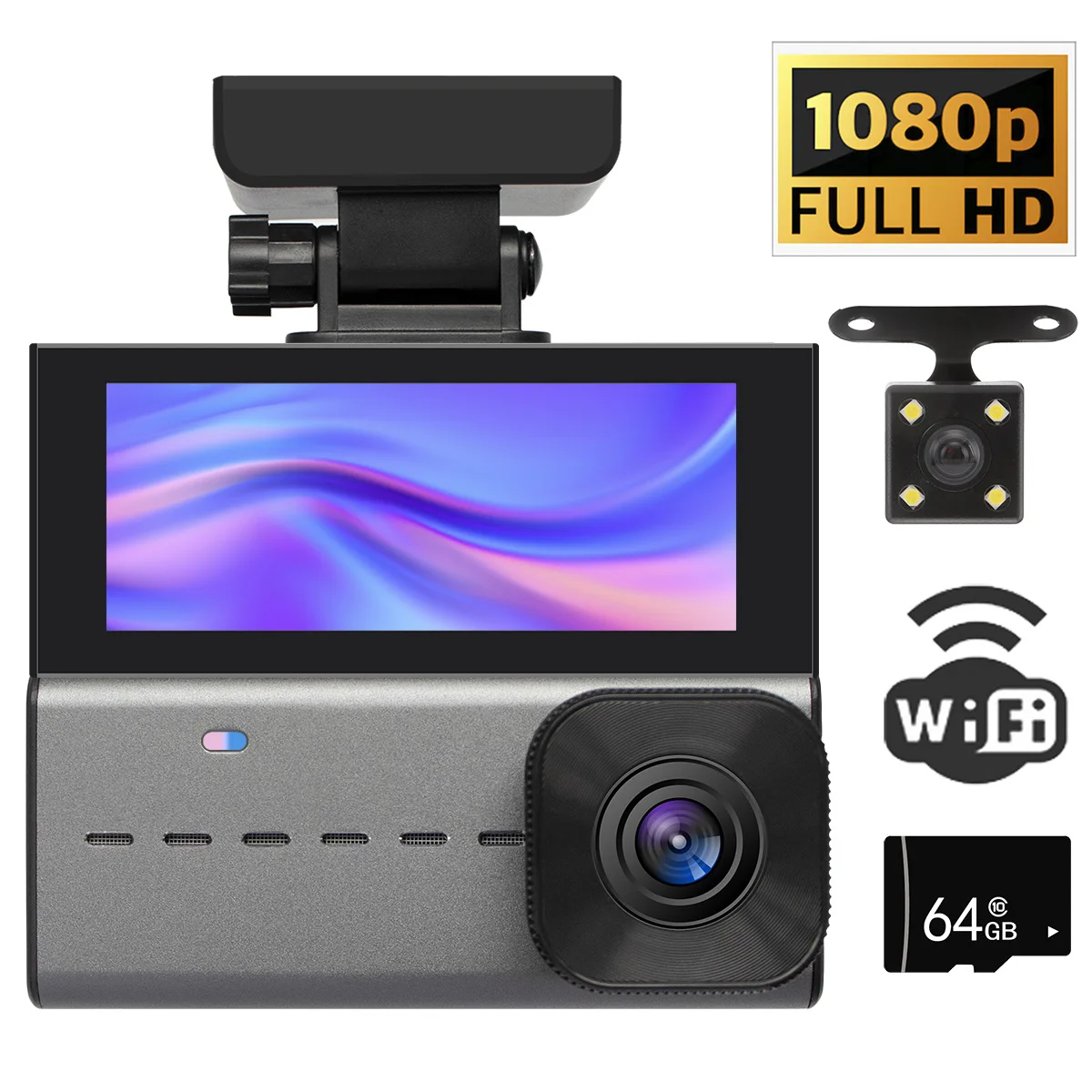 Dash-Cam-for-Cars-Camera-1080P-Front-and-Rear-WDR-Night-Vision-G-sensor ...