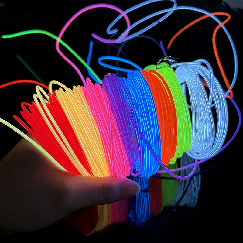 1/3/5M Portable Neon EL Wire Lights Super Bright Battery Operated for ...