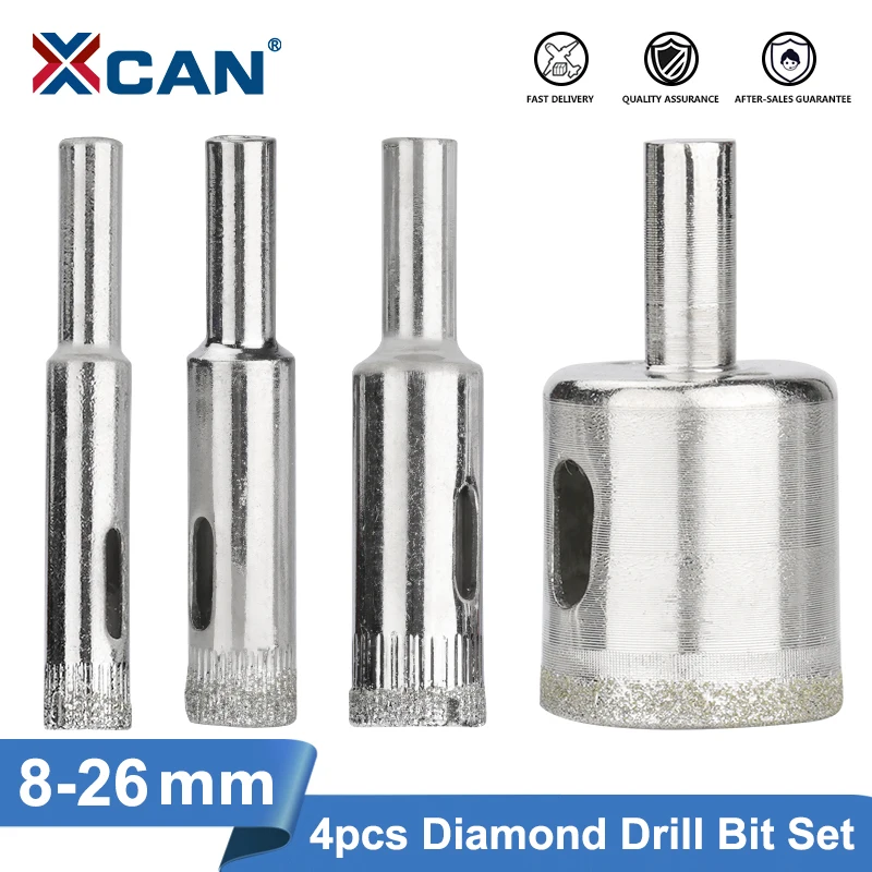 Xcan Diamond Coated Drill Bit 4pcs 8 10 12 26mm For Tile Marble Glass ...
