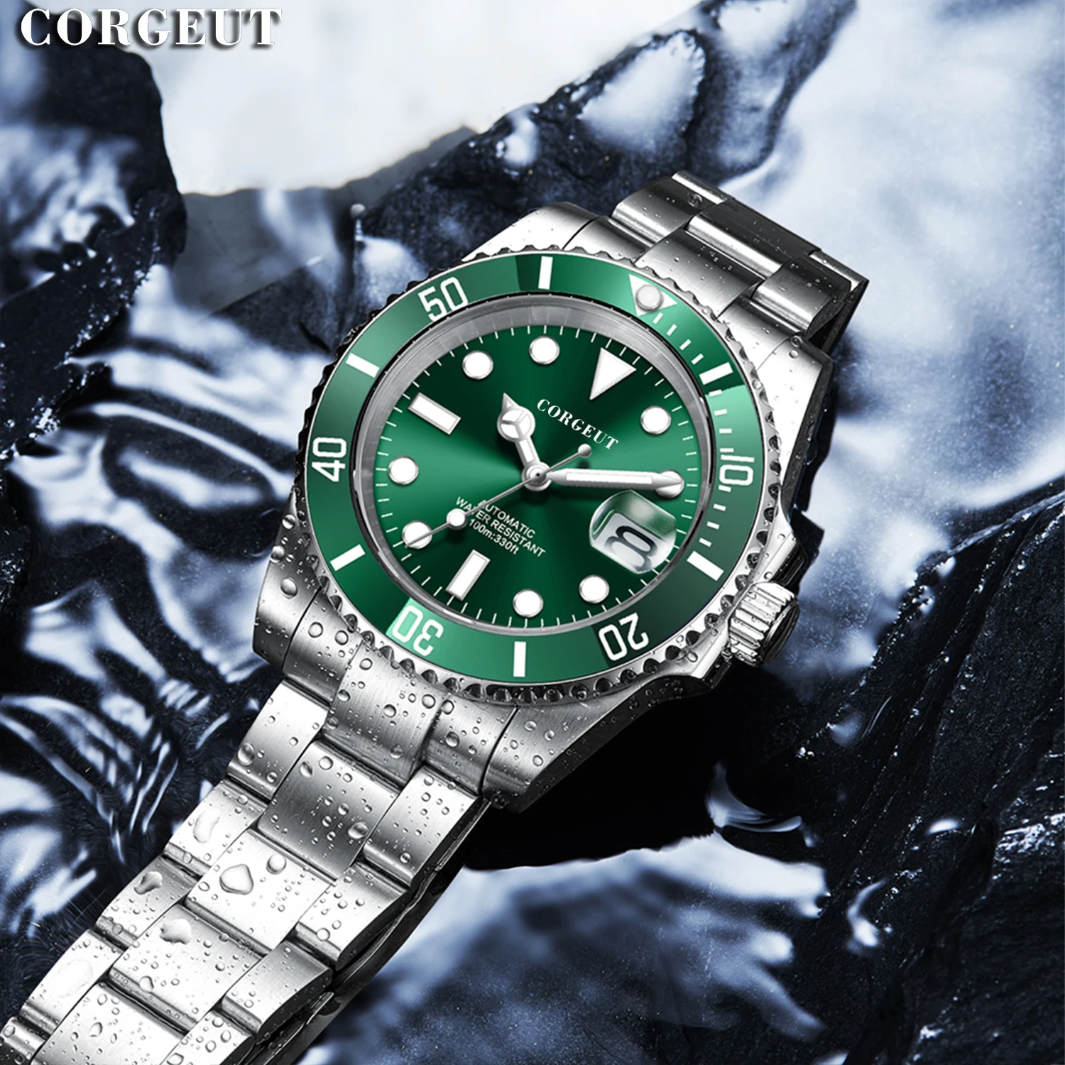 Corgeut Watch 40mm Luxury Automatic Mechanical Diving Water Resistant ...