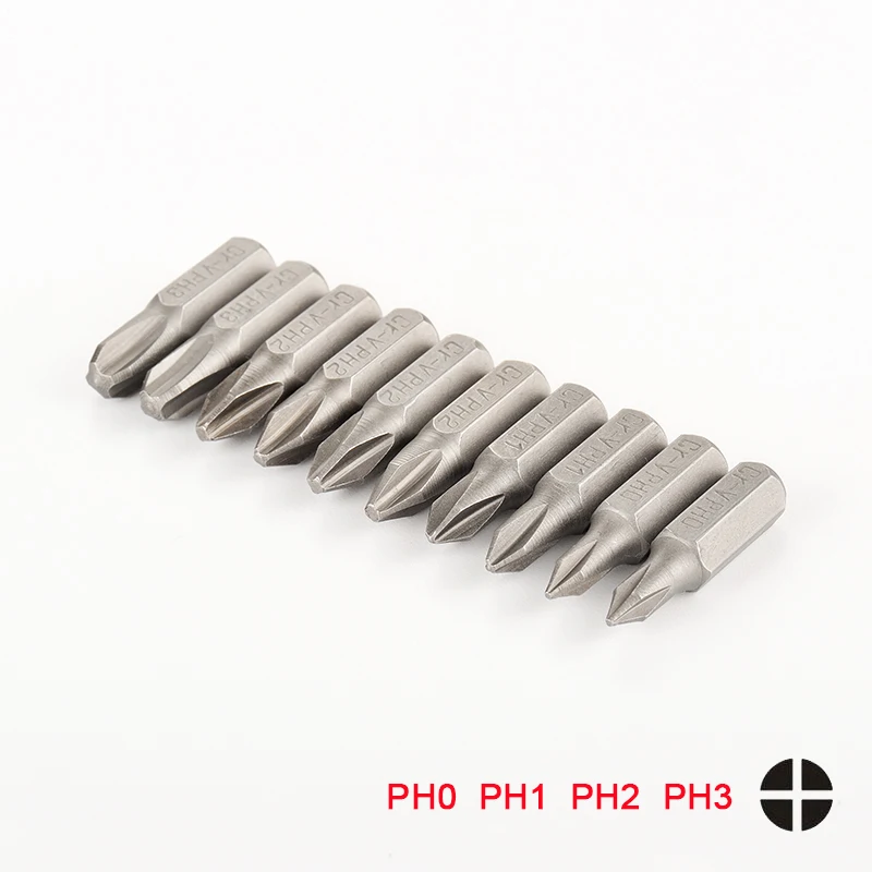 10pcs Phillips Bit Set CRV 1/4 Inch 6.35mm Hex Shank Electric ...