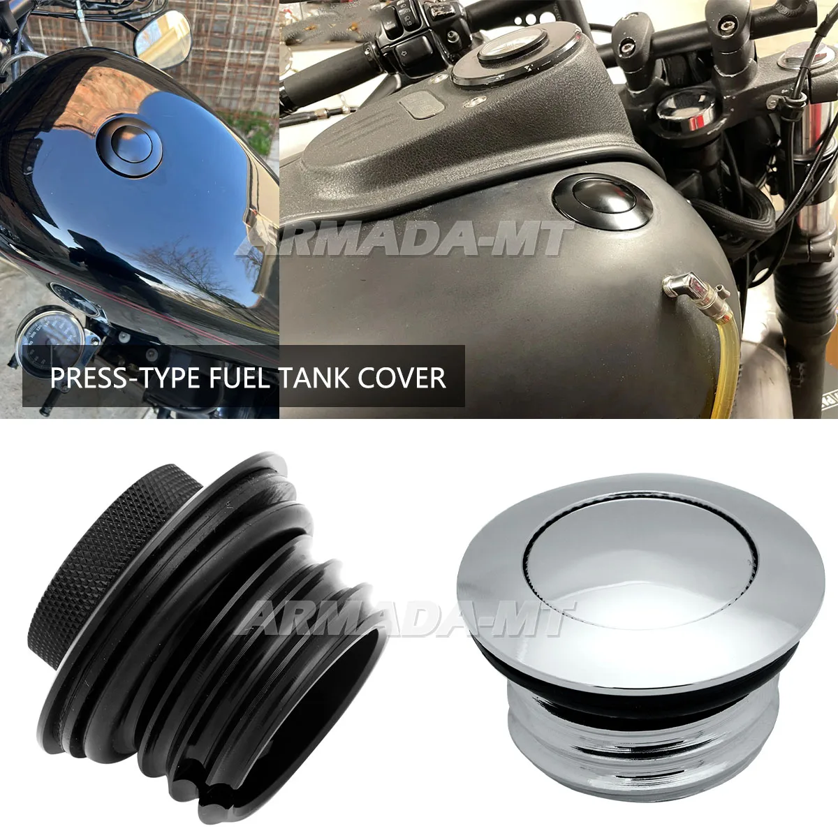 Sportster-XL-883-1200-Black-Chrome-Pop-Up-Screw-In-Flush-Gas-Cap-Fuel ...