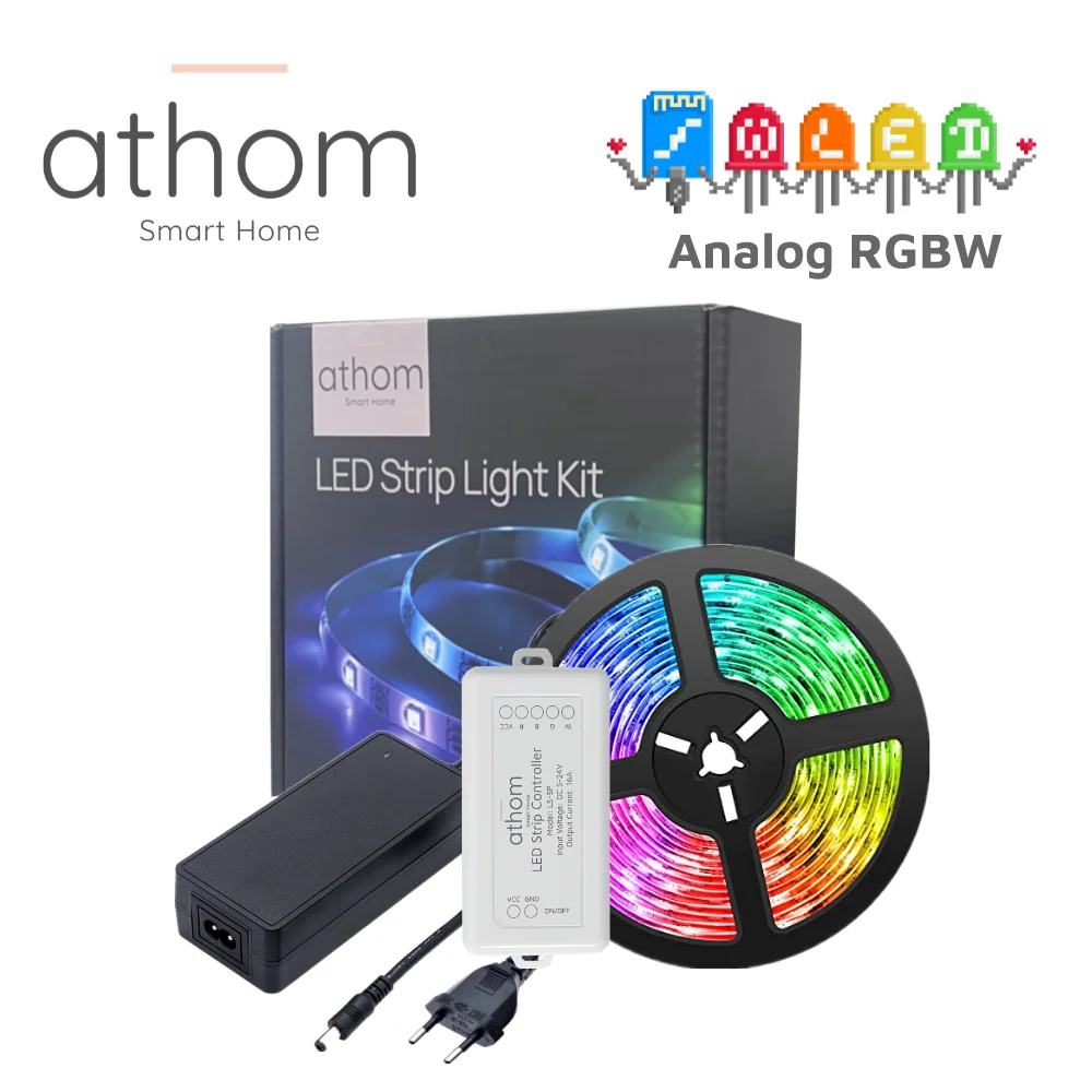 Athom WLED ESP8266, Kit de iniciación analógico, 24V, RGBW, 5M, 60 led ...