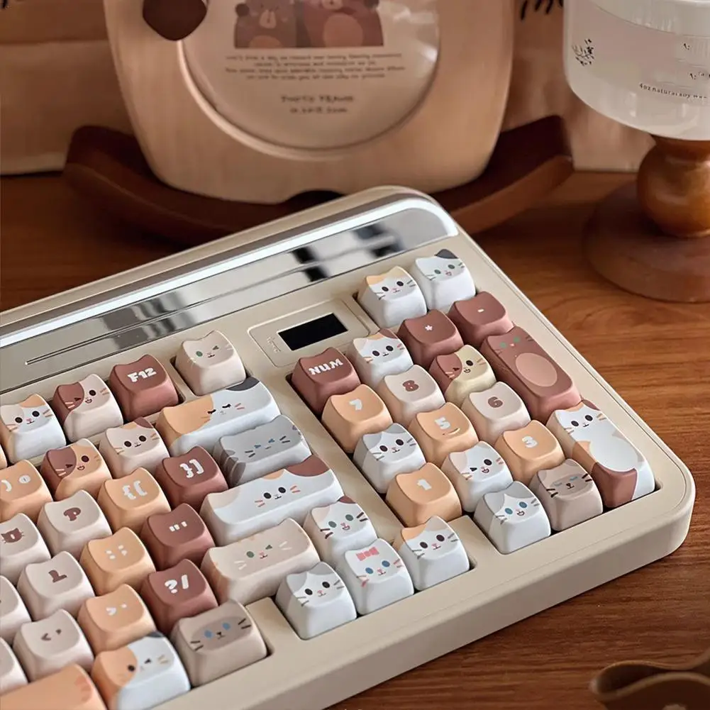 142Pcs Cute Meow Keycaps Cat Head MAO Profile PBT Square Key Cap ...