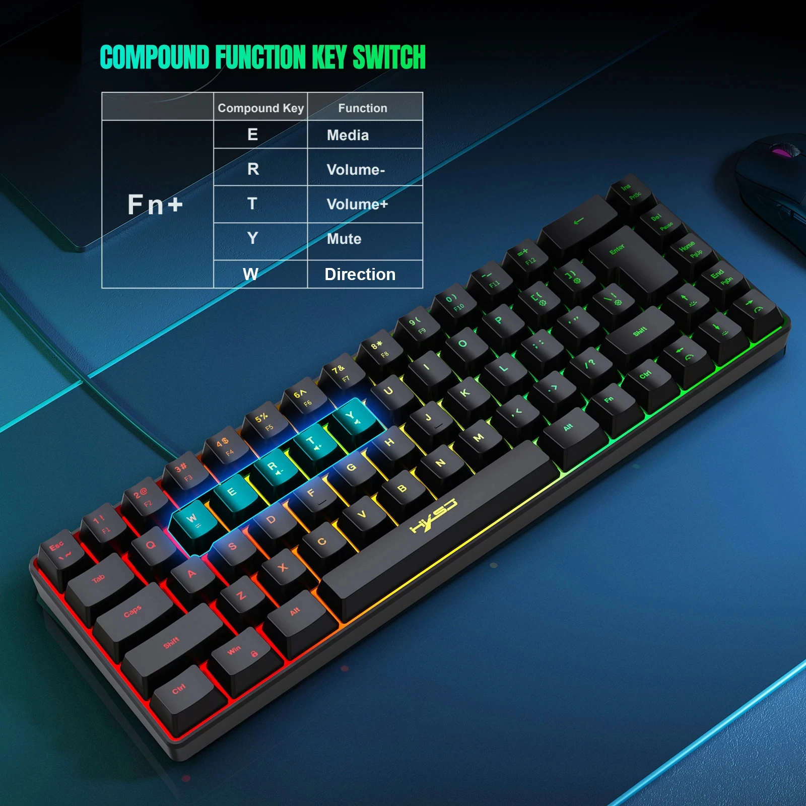 68-Keys-Gaming-Keyboard-USB-Wired-Portable-20-RGB-Backlight-Keyboard ...