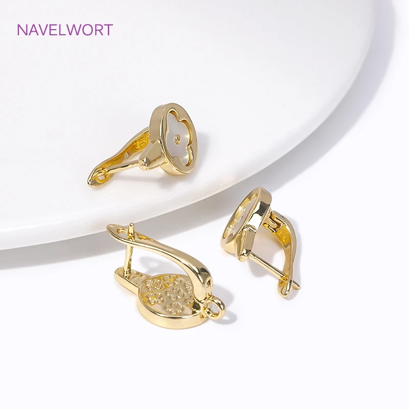 Trendy-2-Styles-18K-Gold-Plate-Natural-Shell-Inlaid-Zircon-Earring ...