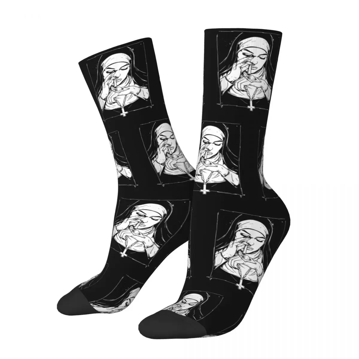 Winter-Warm-Harajuku-Men-s-Women-s-Funny-Unholy-Drug-Nun-Socks-Sweat ...