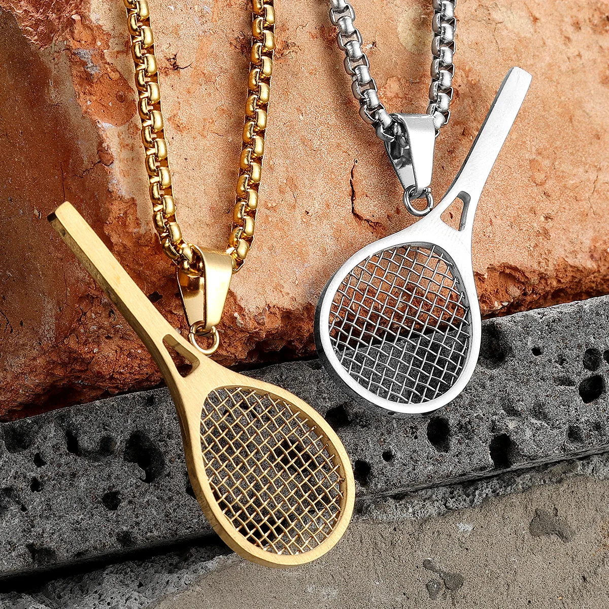 Tennis-Racket-Men-Necklace-Pendant-Stainless-Steel-Jewelry-Simple ...