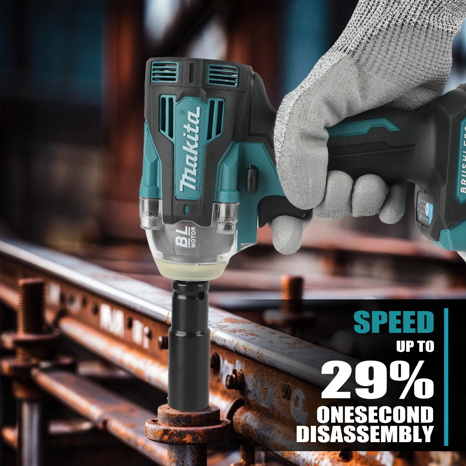 520NM Brushless Cordless Electric Impact Wrench adjustable speed ...