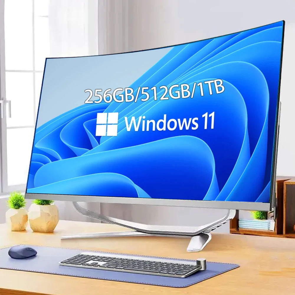 27-Inch Curved All-In-One PC Desktop LCD Display 8GB 16GB 32GB RAM 512 ...