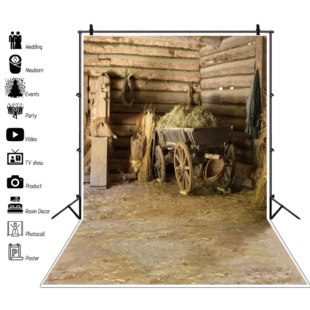 Farm-Saloon-Barn-Horse-Hay-Backdrop-Vintage-Baby-Shower-Birthday-Vinyl ...