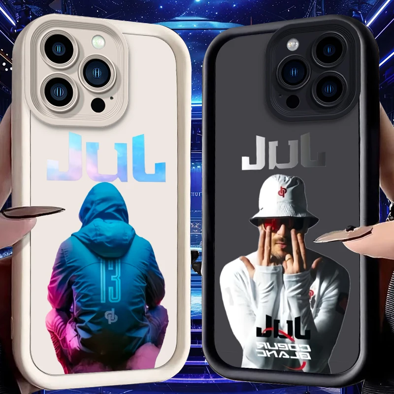 Coque Rappeur Jul pour iPhone 16 E 15 Pro Max 14 Plus 13 12 Mini 11 Pro ...
