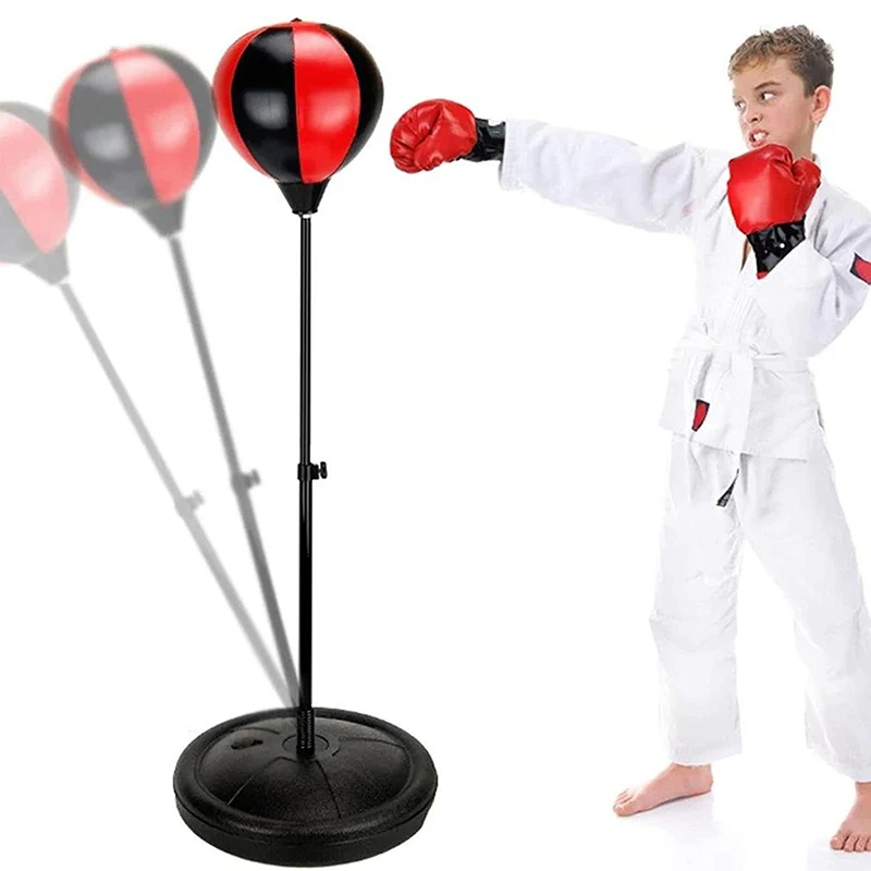 Children-Fitness-Boxing-Punching-Bag-Gloves-Tumbler-Adjustable-Vertical ...