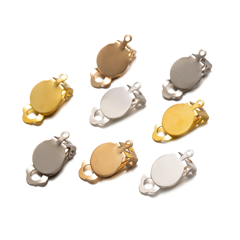 50pcs-10mm-Round-Flat-Back-Tray-Earring-Clips-Blank-Setting-Base-For ...