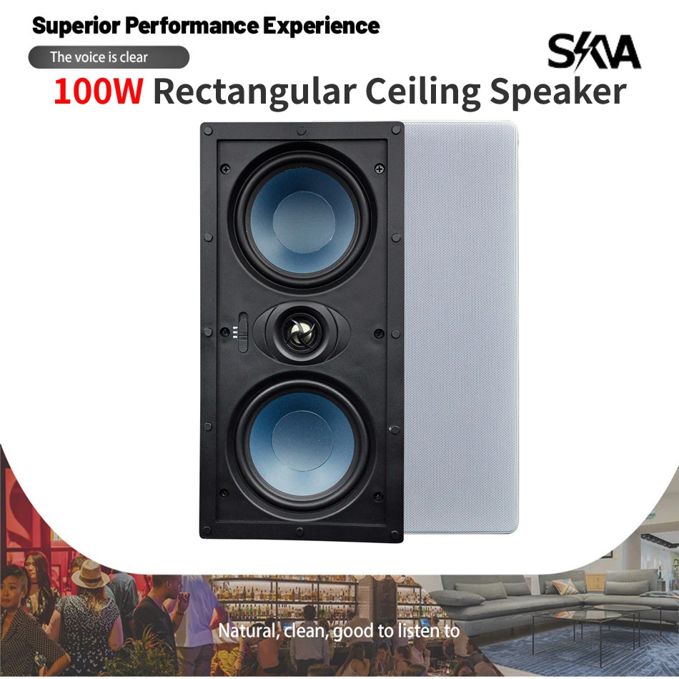 100W-Rectangular-Coaxial-Ceiling-Speaker-Passive-Recessed-Sound ...