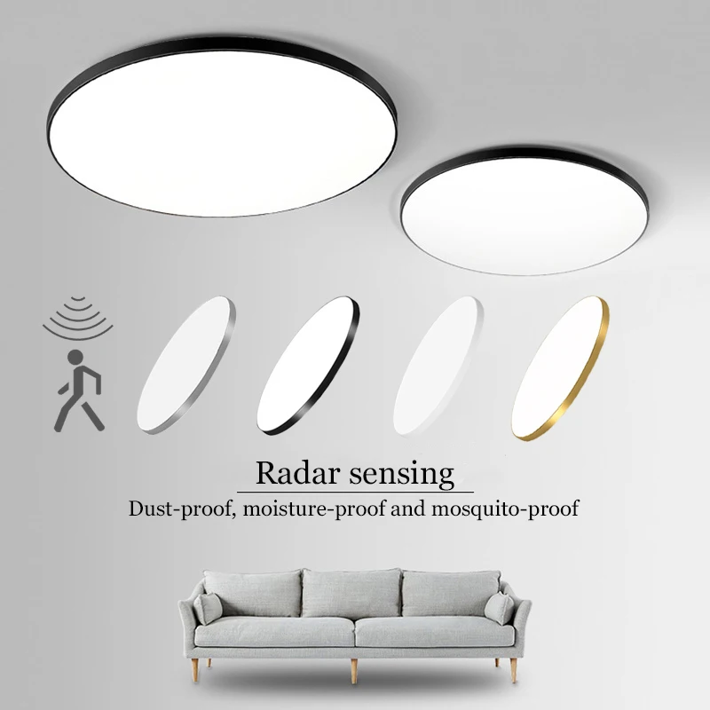 Led Panel Ceiling Lamp Gold/black 18W/24W/48W Radar Induction Ceiling ...