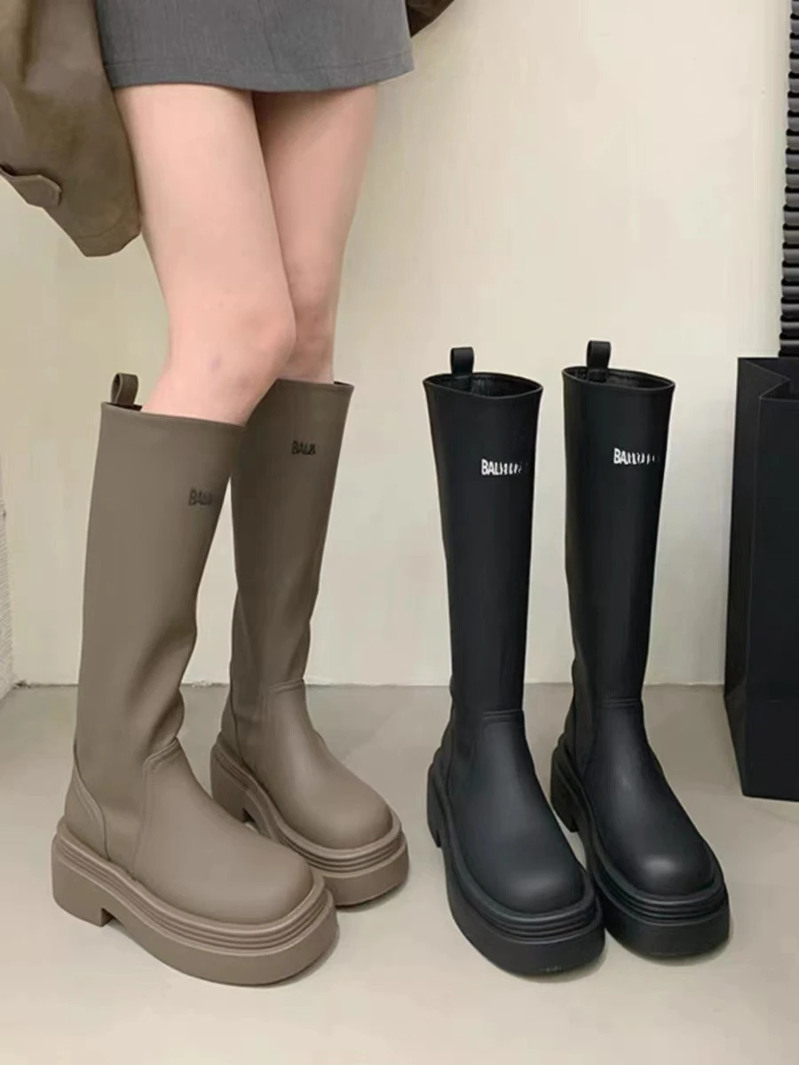 Botas-de-motocicleta-hasta-la-rodilla-para-mujer-botas-de-Caballero-de ...