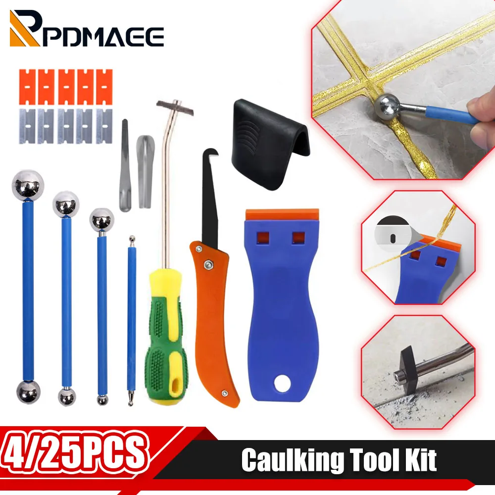 4-25PCS-Caulking-Tool-Kit-Caulking-Edge-Tool-Caulk-Finishing-Set-Tile ...