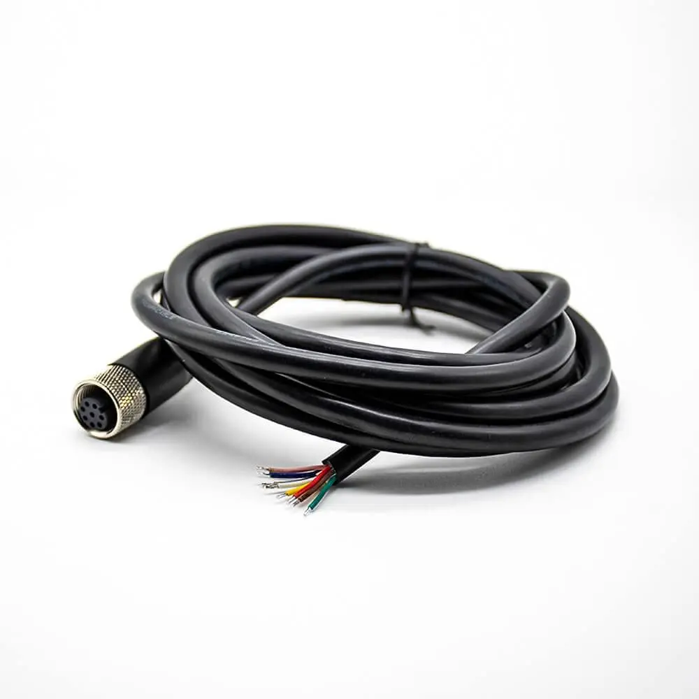 M12 Female 8 Pin A Code Extension Cable Straight Connector Molded Cable ...