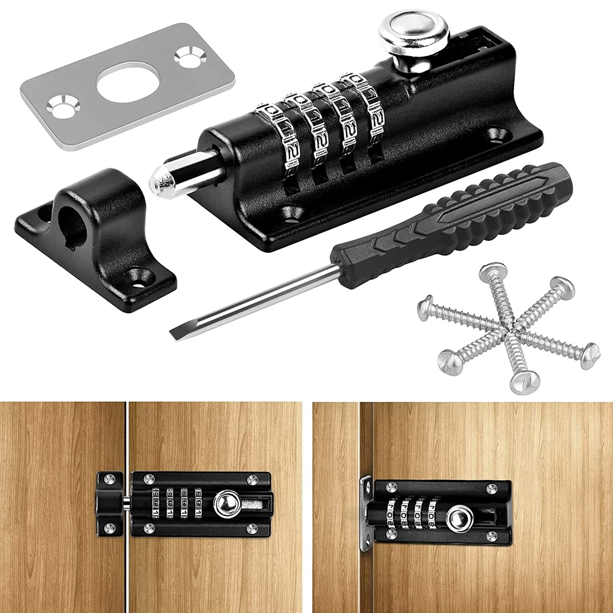 Combination-Bolt-Lock-4-Digit-Pin-Code-Door-Combination-Lock-Slide ...