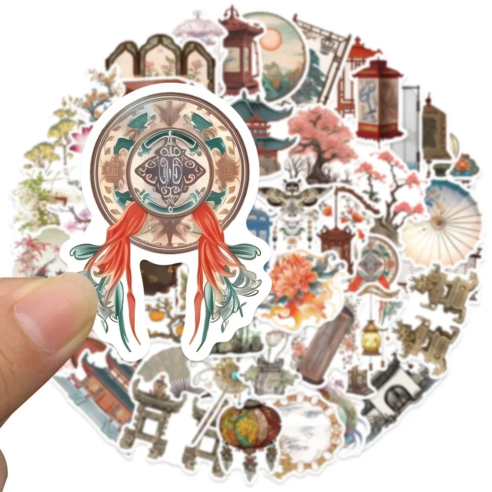 10-50Pcs-Ancient-Chinese-Traditional-Style-Small-Items-Stickers-Bamboo ...