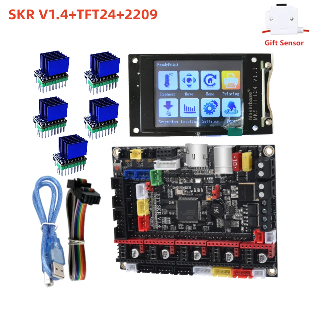 3d 프린터 컨트롤러 키트 SKR V1.4 32 비트 암 메인 보드 MKS TFT24 디스플레이, 2.4 인치 터치 스크린 빅테크 보드 스테퍼 드라이버| | - AliExpress
