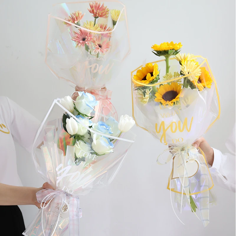 30pcs-Flower-Bouquet-Packaging-English-Transparent-Glass-Bag-Rose ...