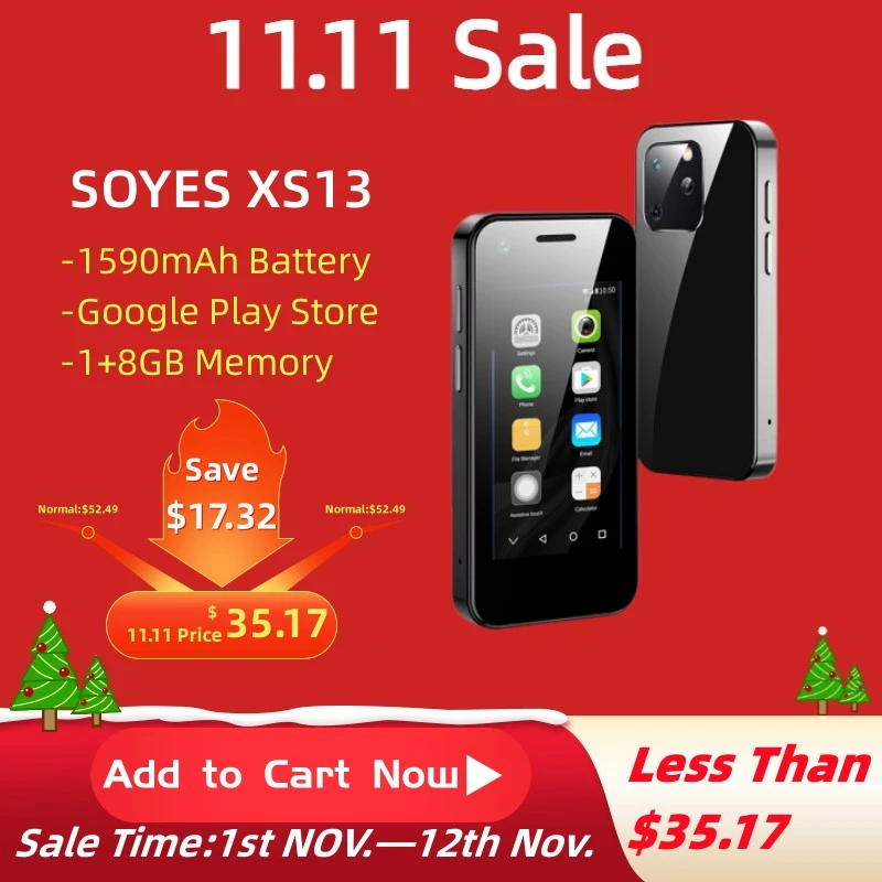 Soyes Mini 3g Smartphone Xs13 Quad Core Android 6.0 Dual Sim Wifi Small Mobile Cell Phones ...